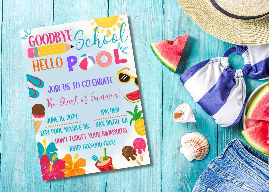 Instant DIGITAL Download, Editable Invitation Template- Summer Pool ...