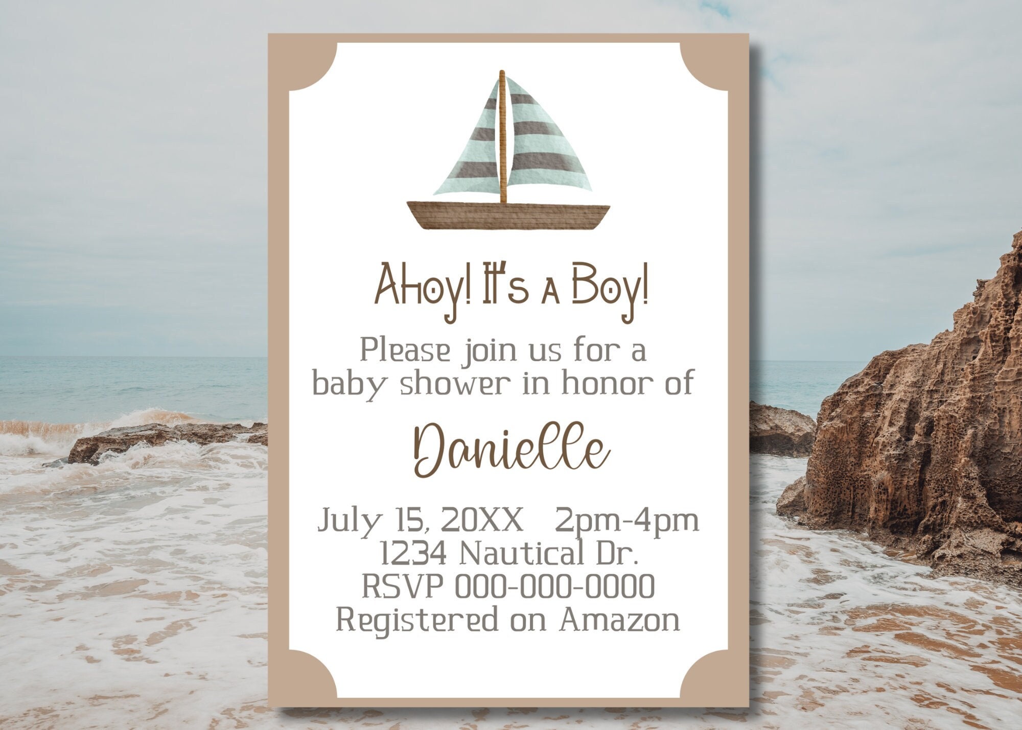 Nautical Baby Shower Invitation- Instant Digital Download, Editable ...
