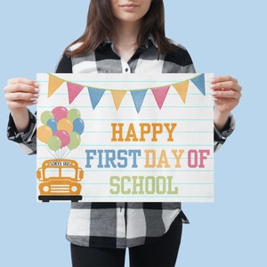 Happy First Day of School Poster, Door Sign 28x18, Instant Digital ...