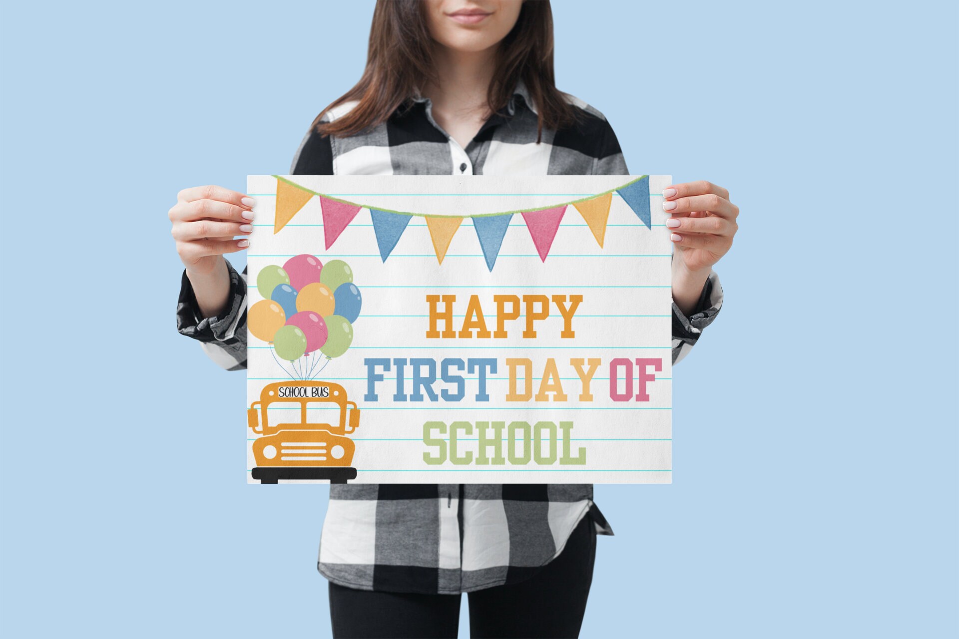 Happy First Day of School Poster, Door Sign 28x18, Instant Digital ...