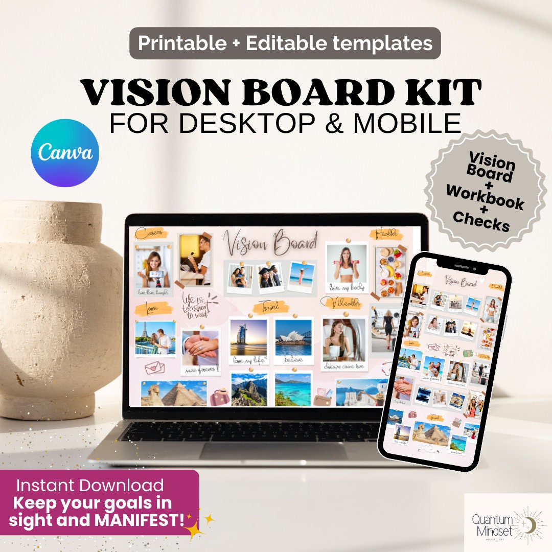 Vision Board Digital Kit, Desktop and Mobile Vision Board ...