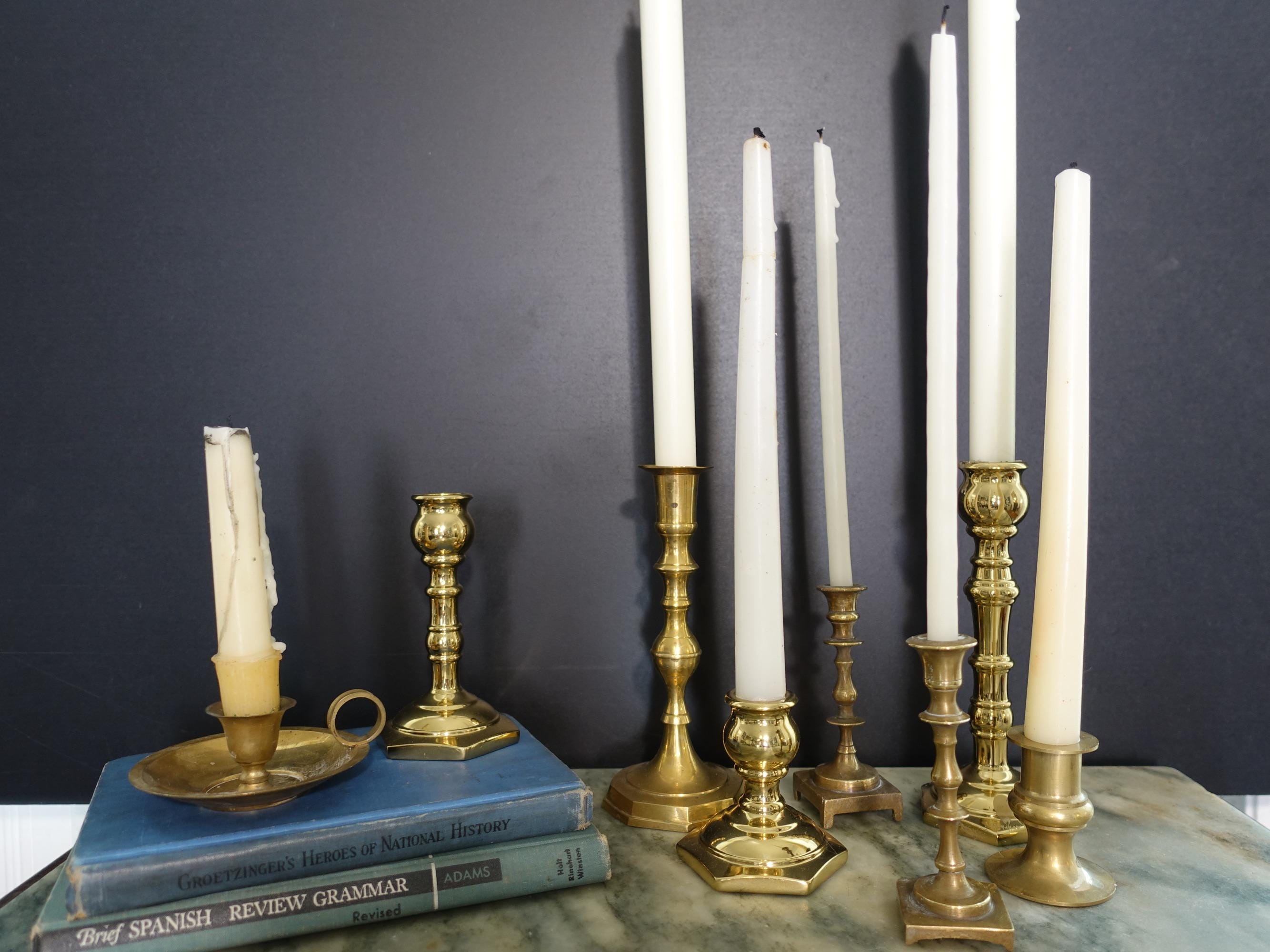 Set of 8 Vintage Brass Candle Holders, Vintage Brass Candlesticks ...