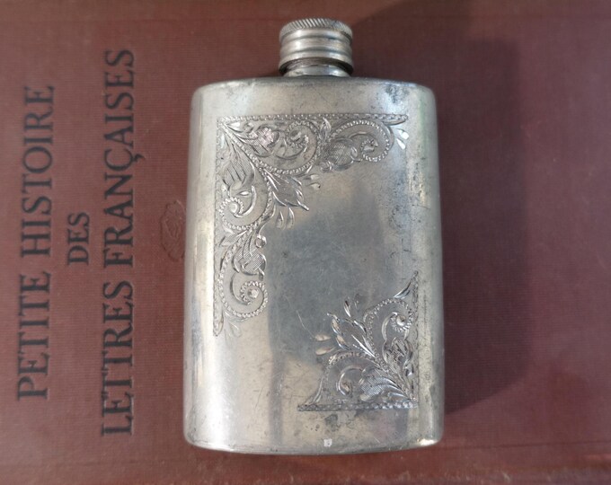 Vintage English Pewter Flask, Hoffritz Etched Hip Flask Antique - Etsy
