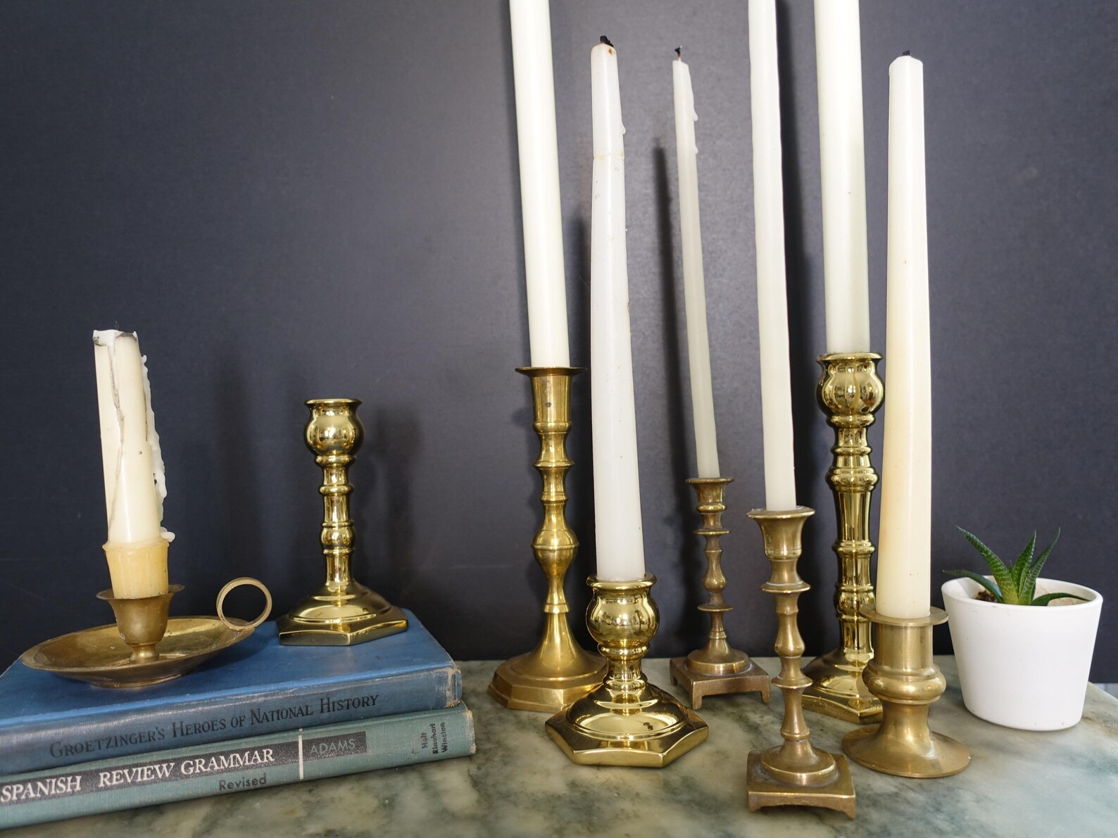 Set of 8 Vintage Brass Candle Holders, Vintage Brass Candlesticks ...