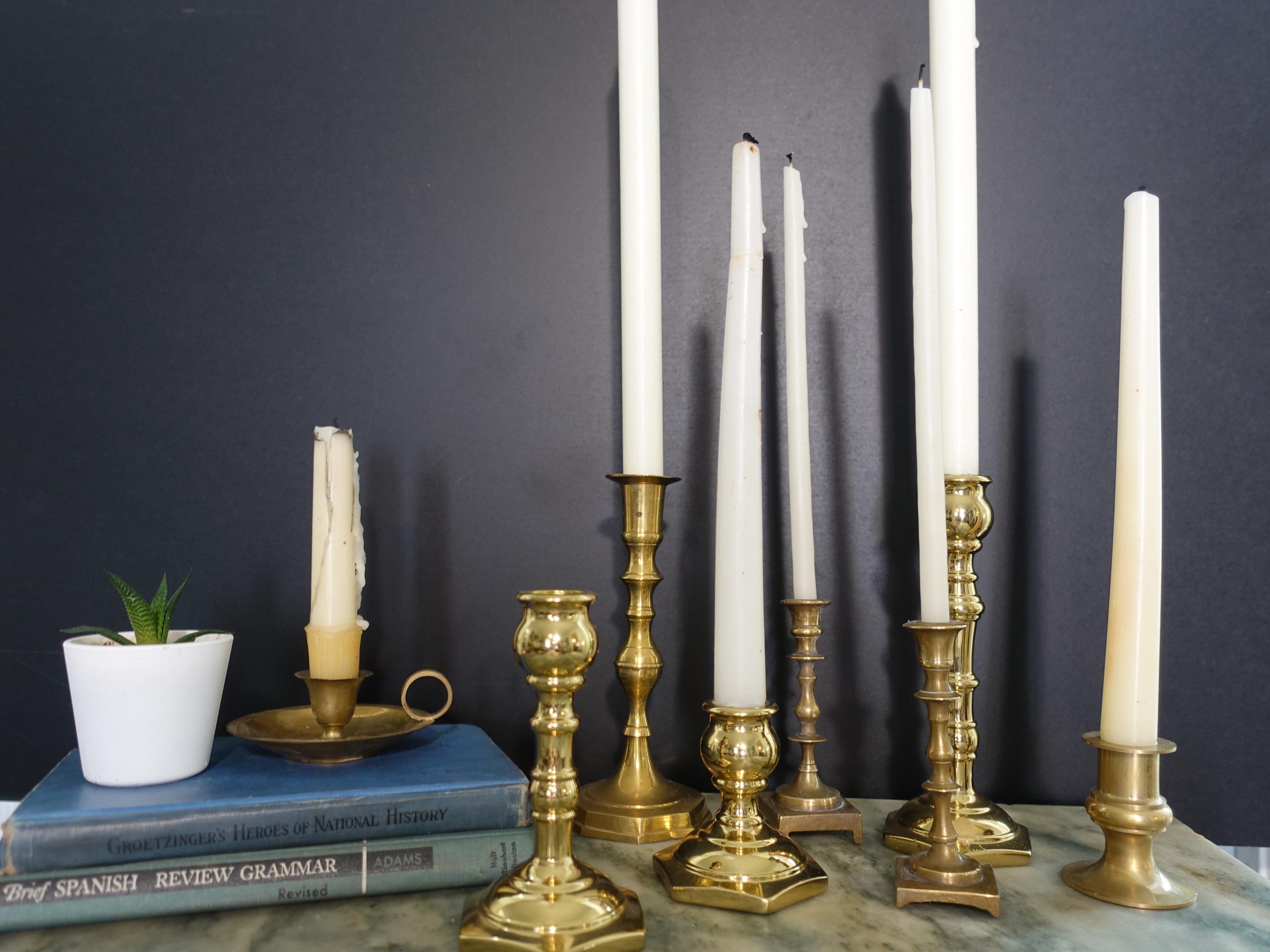 Set of 8 Vintage Brass Candle Holders, Vintage Brass Candlesticks ...