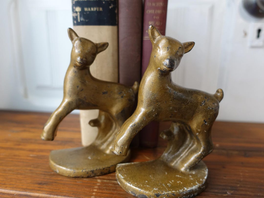 Vintage Cast Iron Bookends Lambs/deer, - Etsy