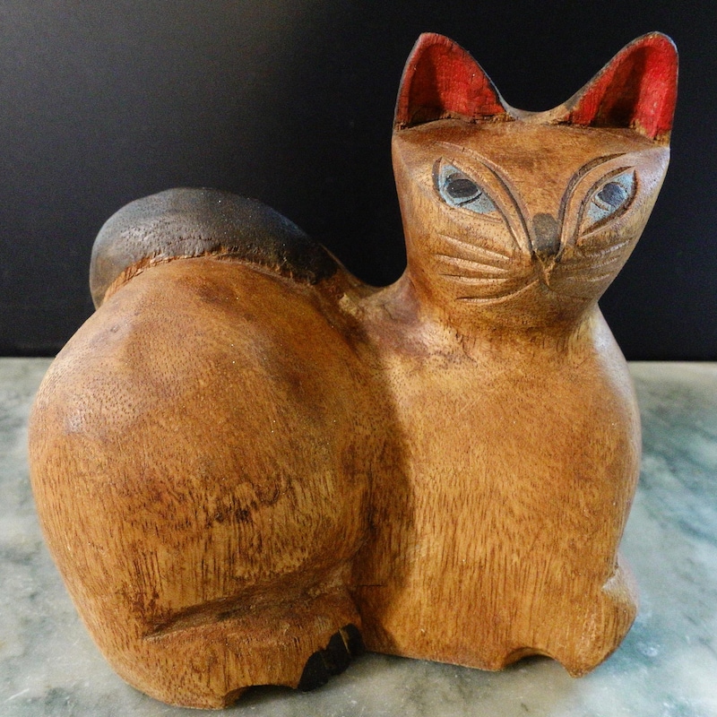 Wooden Cat Figurines - Etsy