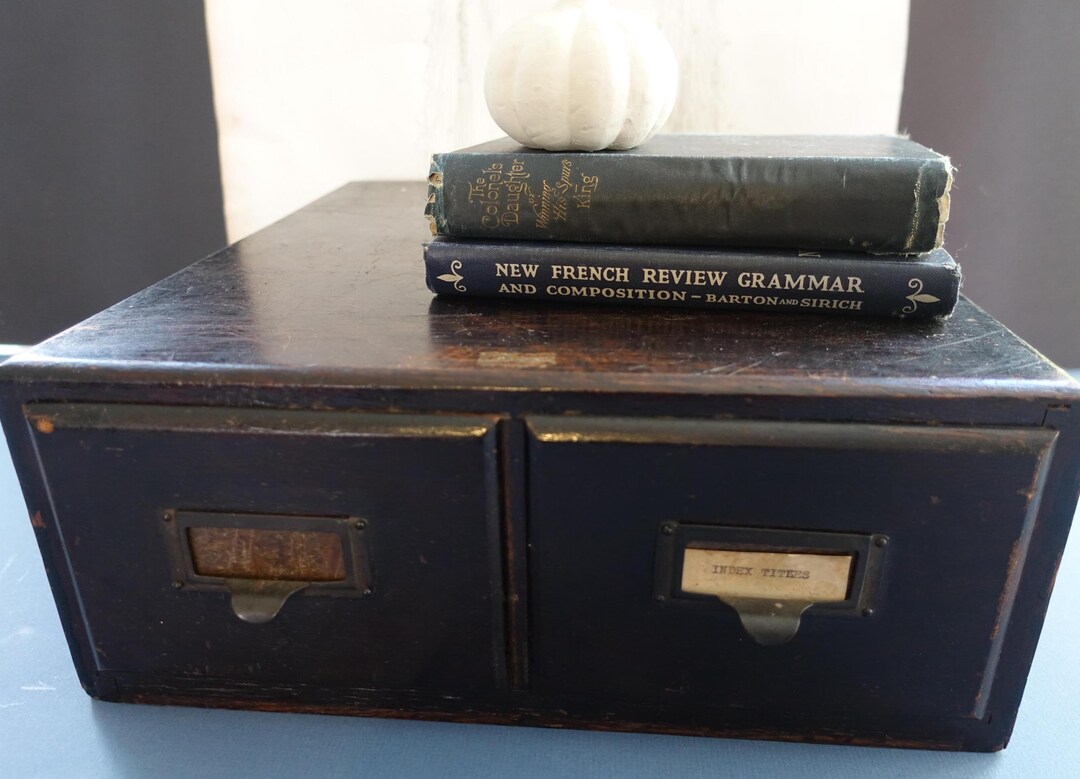 Vintage Wooden Index Card Catalog: 2-drawer Library File Cabinet - Etsy