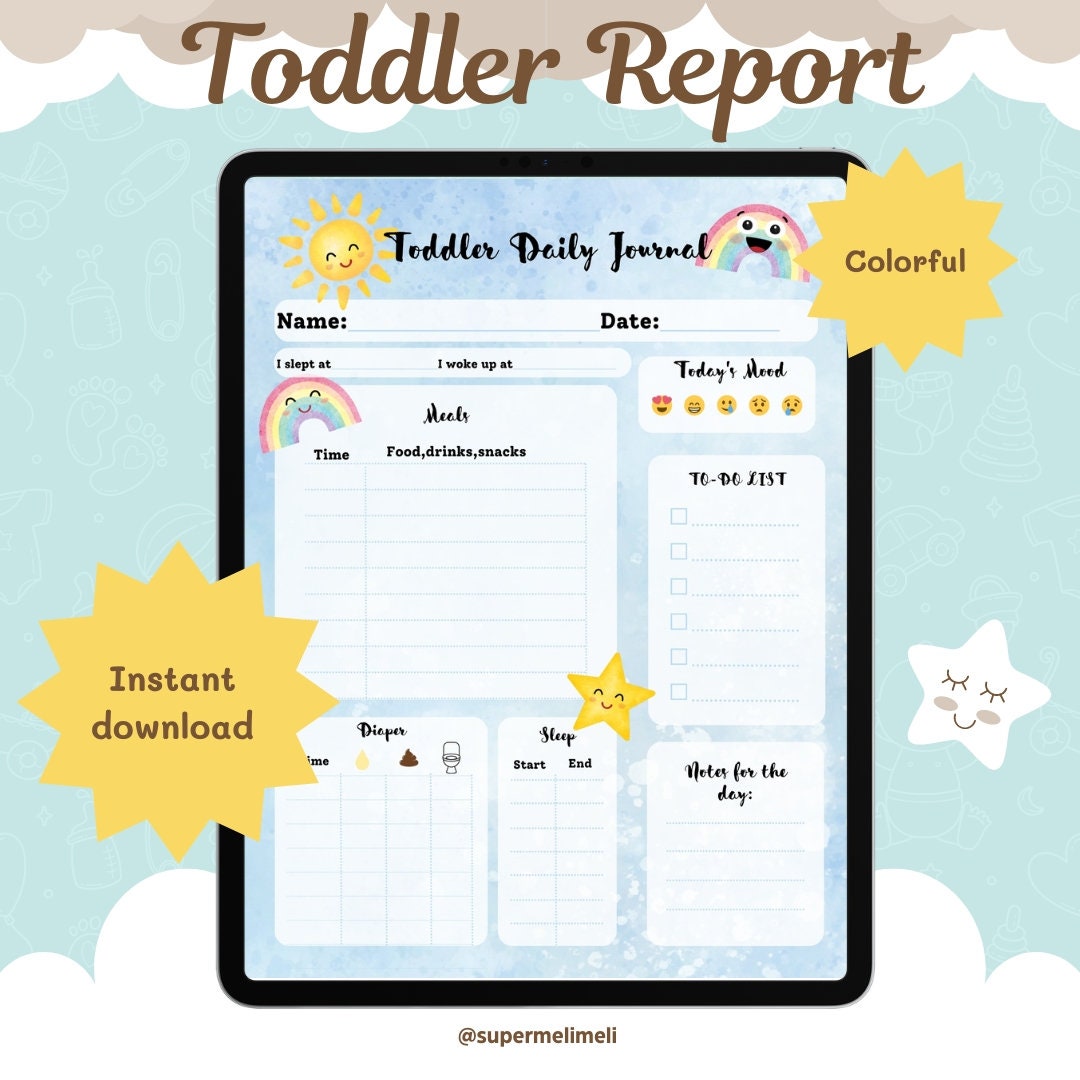Toddler Report, Daily Toddler Report for Mommy, Nanny, Daycare,in-home ...