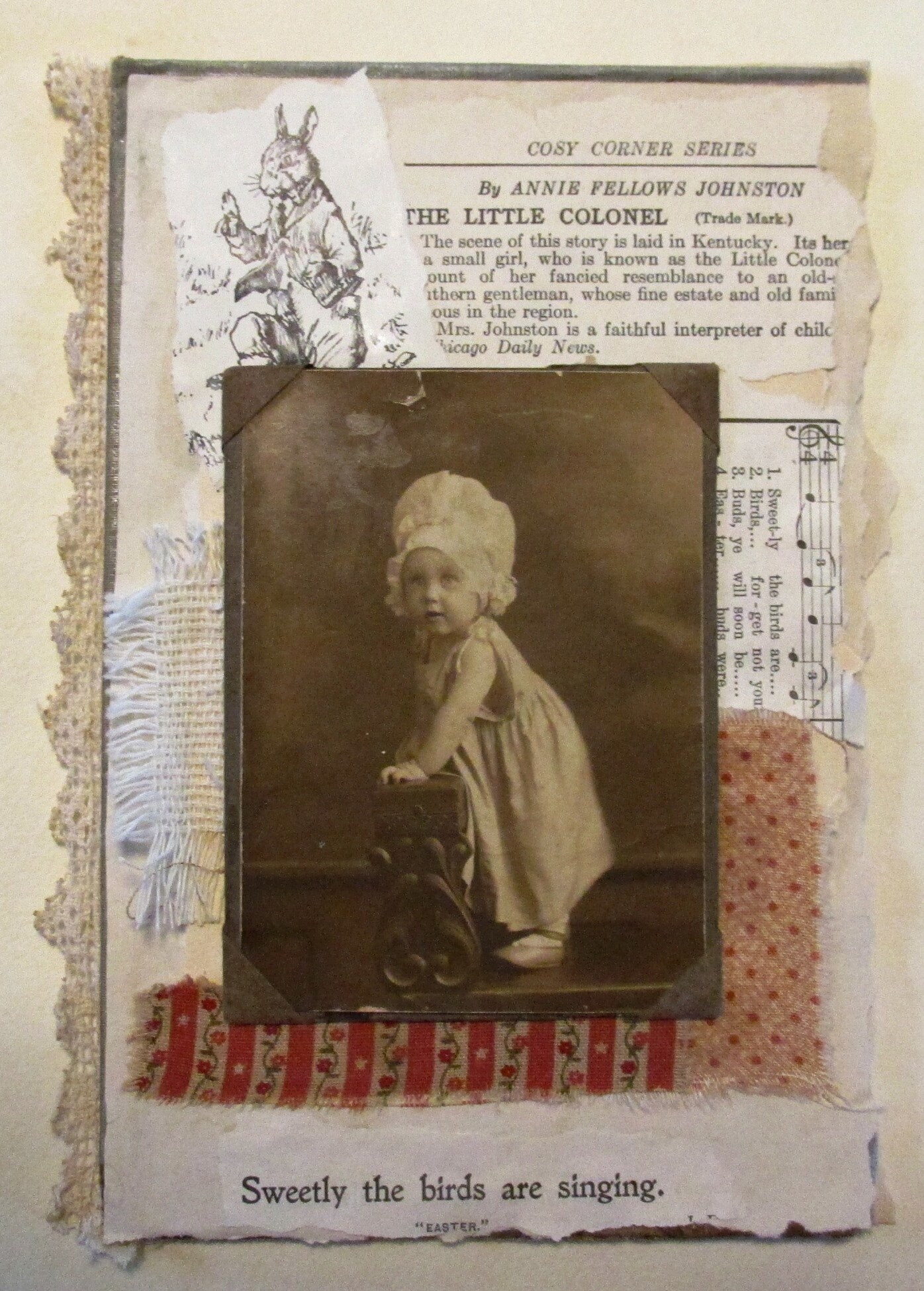 Handmade Collage Antique Photograph of a Small Child Early 1900s Book ...