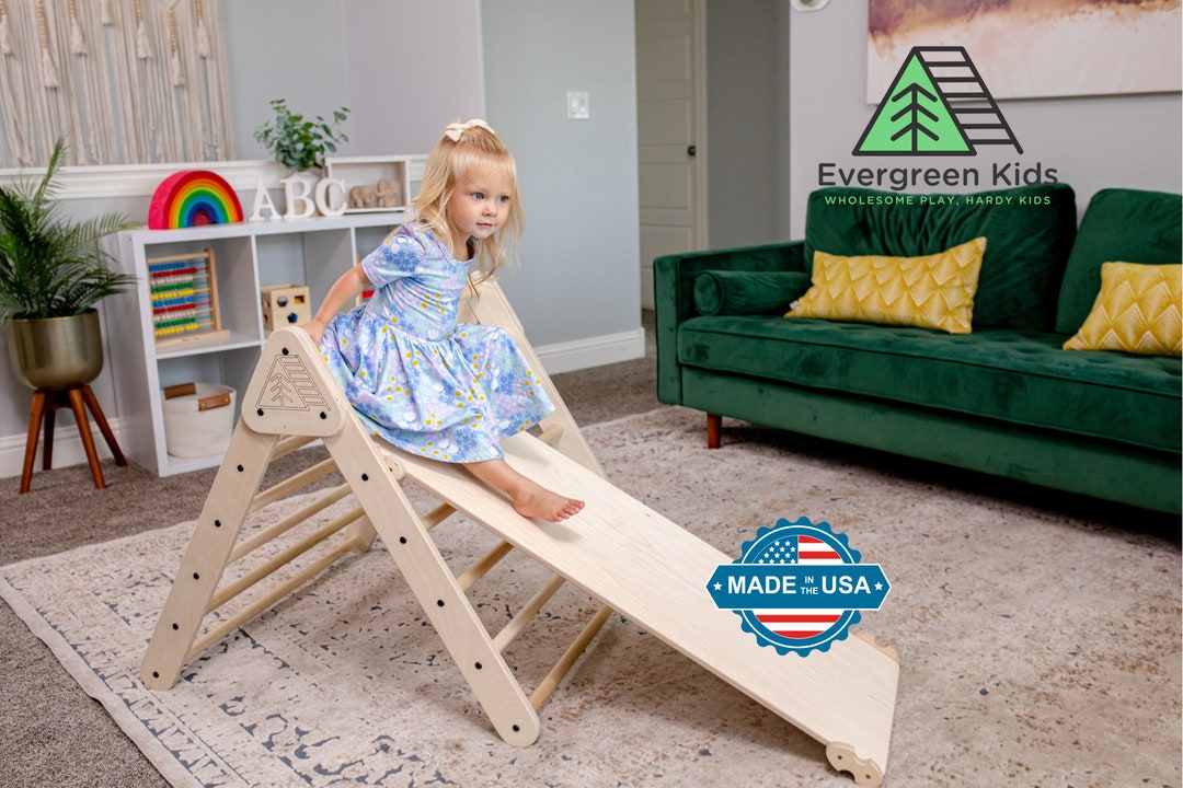 Pikler Slide by Evergreen Kids | Montessori Climbing Triangle and Slide ...