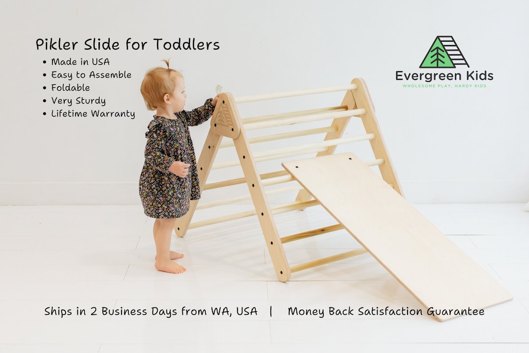 Pikler Slide by Evergreen Kids | Montessori Climbing Triangle and Slide ...