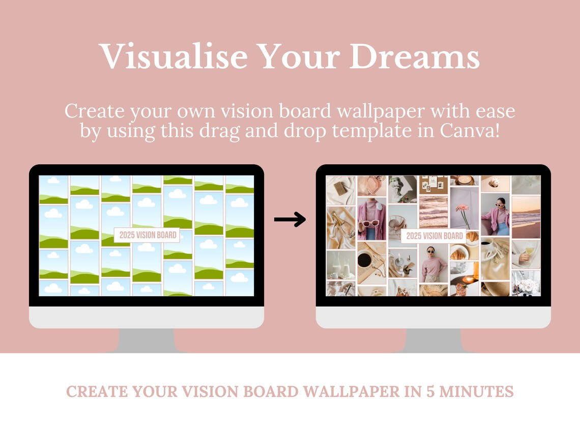 Digital Vision Boards Template Canva | Minimalist Aesthetic | Vision ...