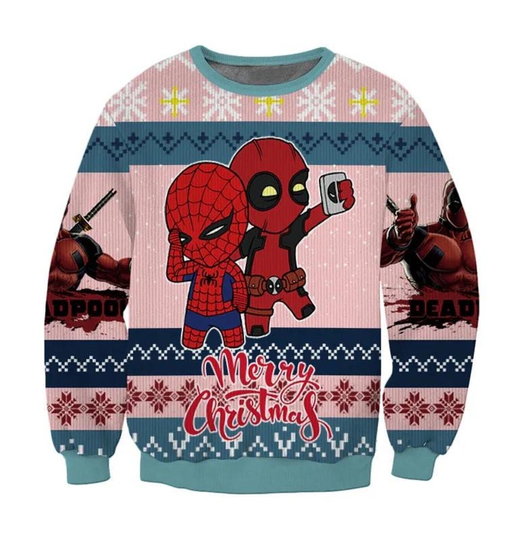 Deadpool Spider Man Selfie Ugly Christmas Sweater, Deadpool Xmas ...