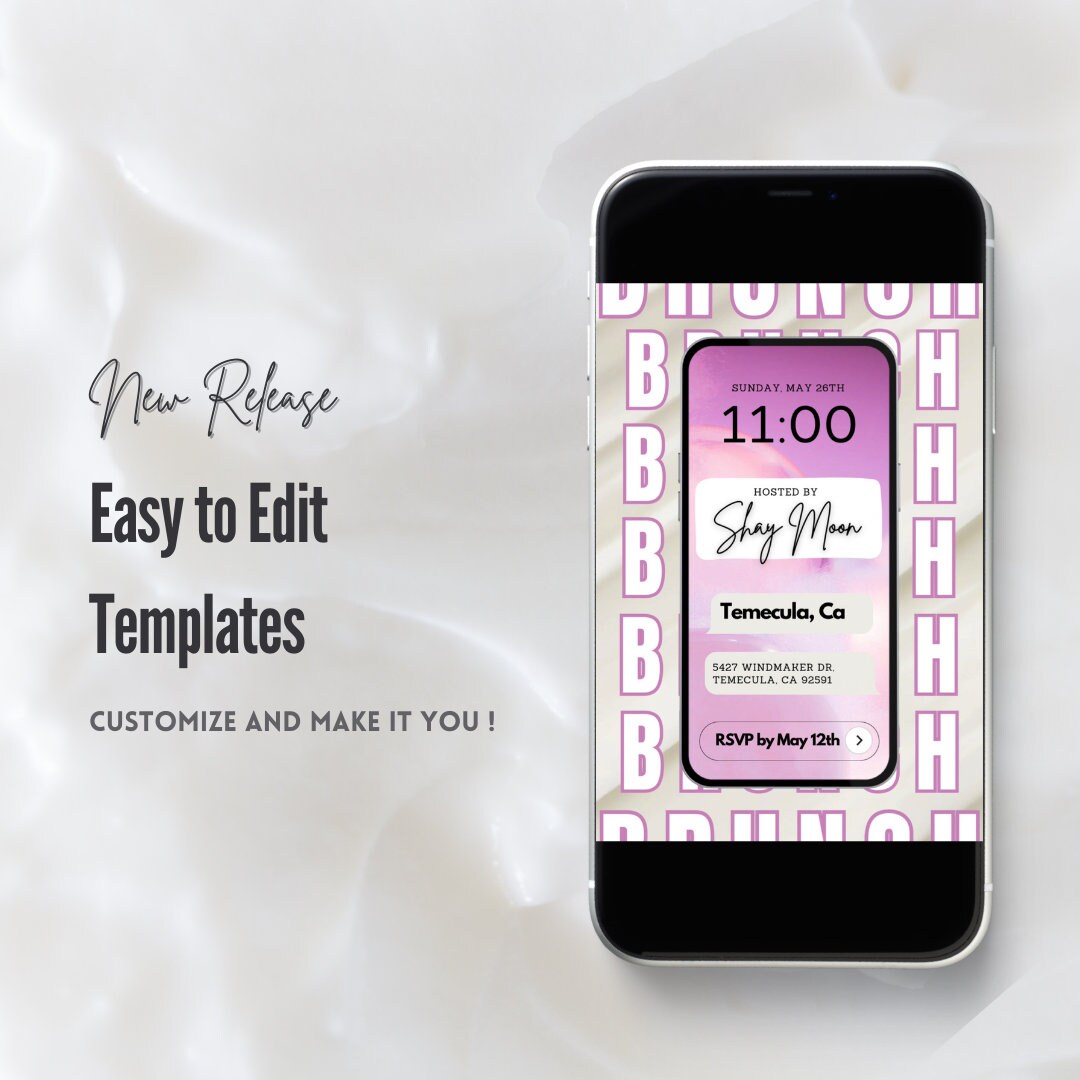 Pastel Purple Brunch Template, Birthday Brunch, Brunch Date, Editable ...