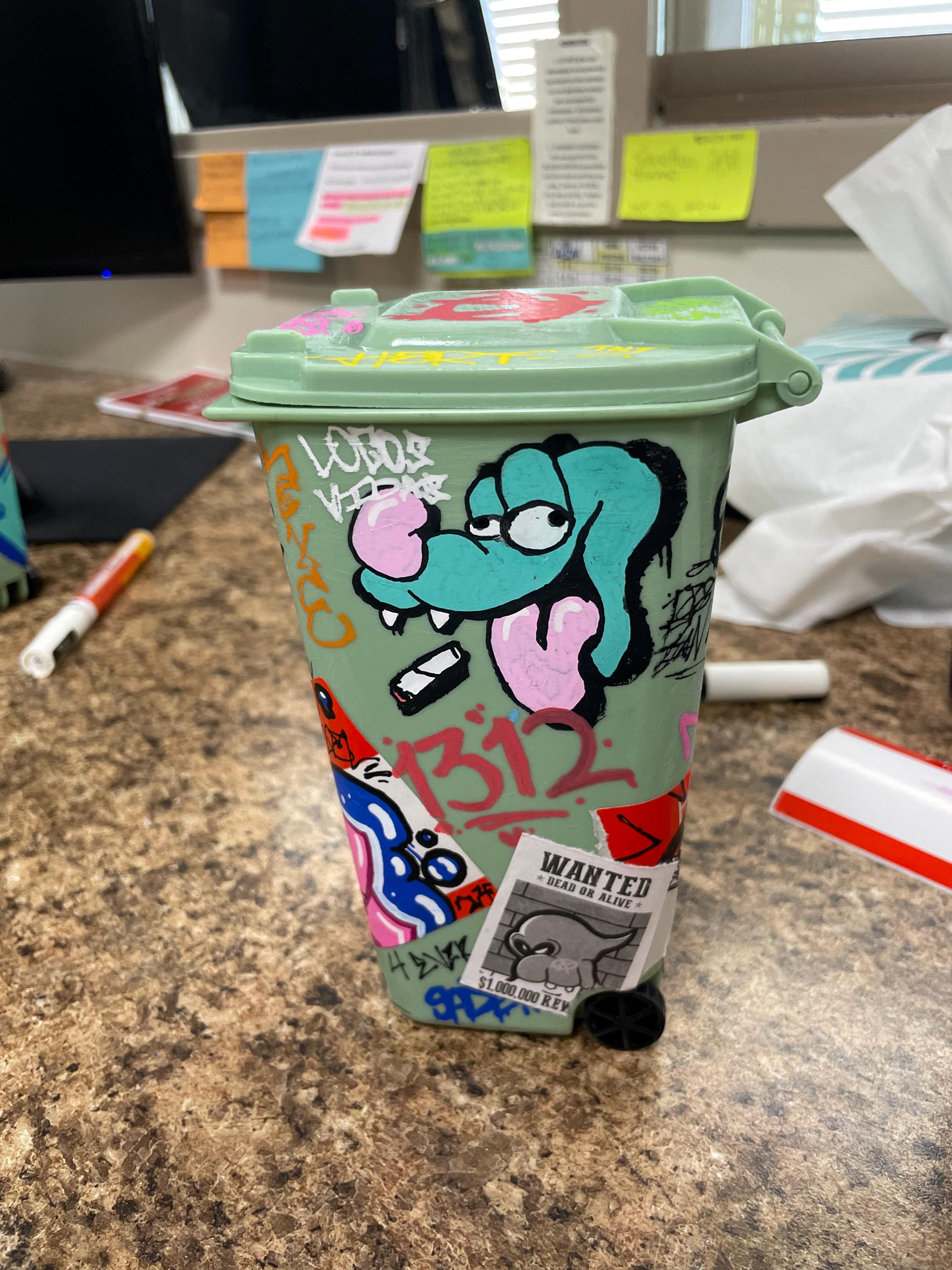 Graffiti Trash Can Pencil Holder - Etsy