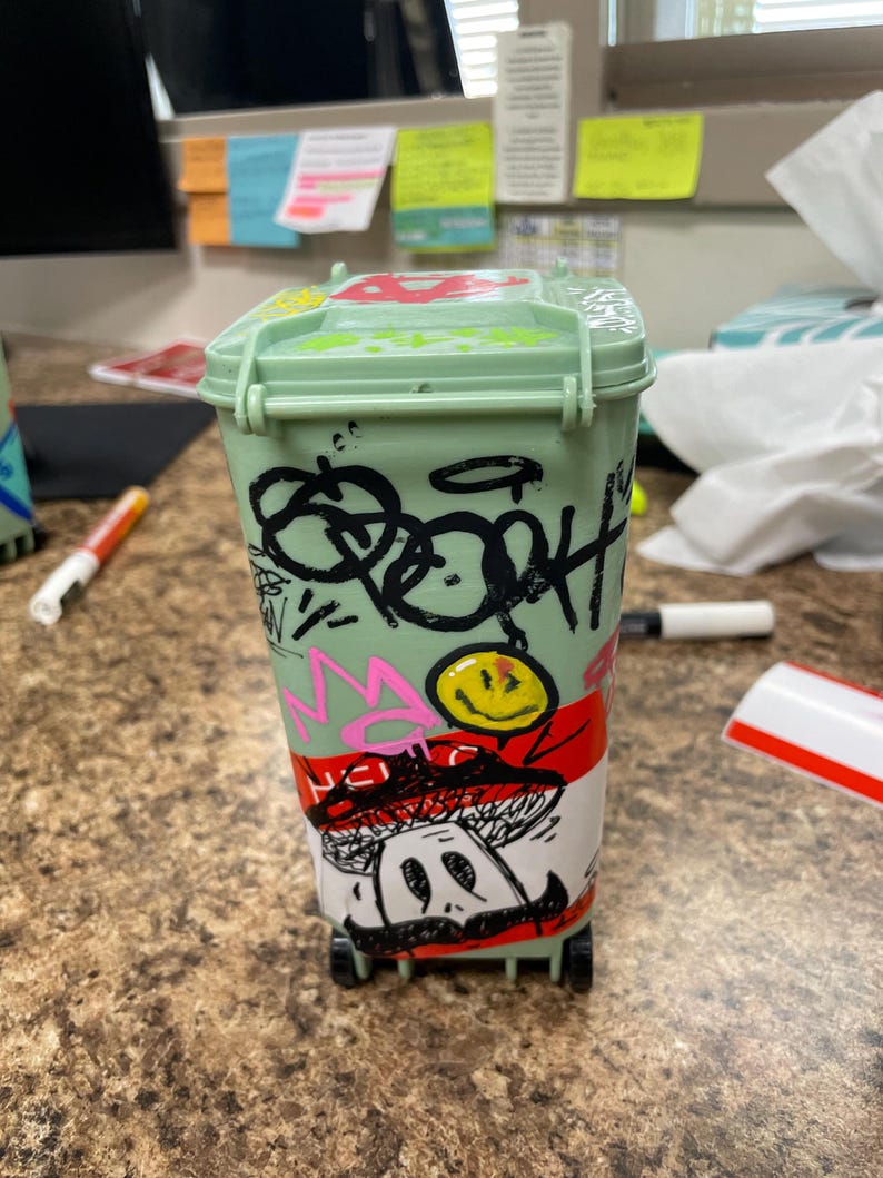 Graffiti Trash Can Pencil Holder - Etsy