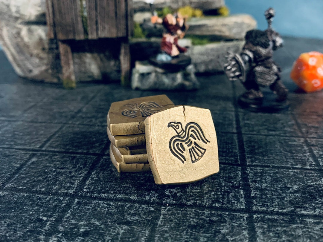 Raven's Gaming Tokens Set of Six Hand Forged and Embossed Solid Brass ...