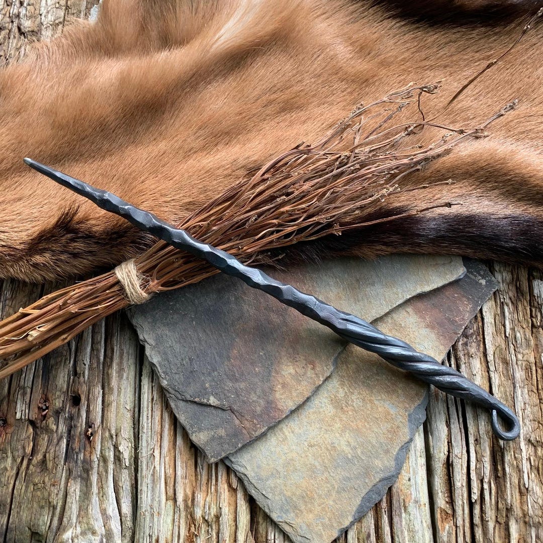 Wand of Iron Hand Forged Magic Wand With Rope Twist Handle for Spellcraft - Etsy