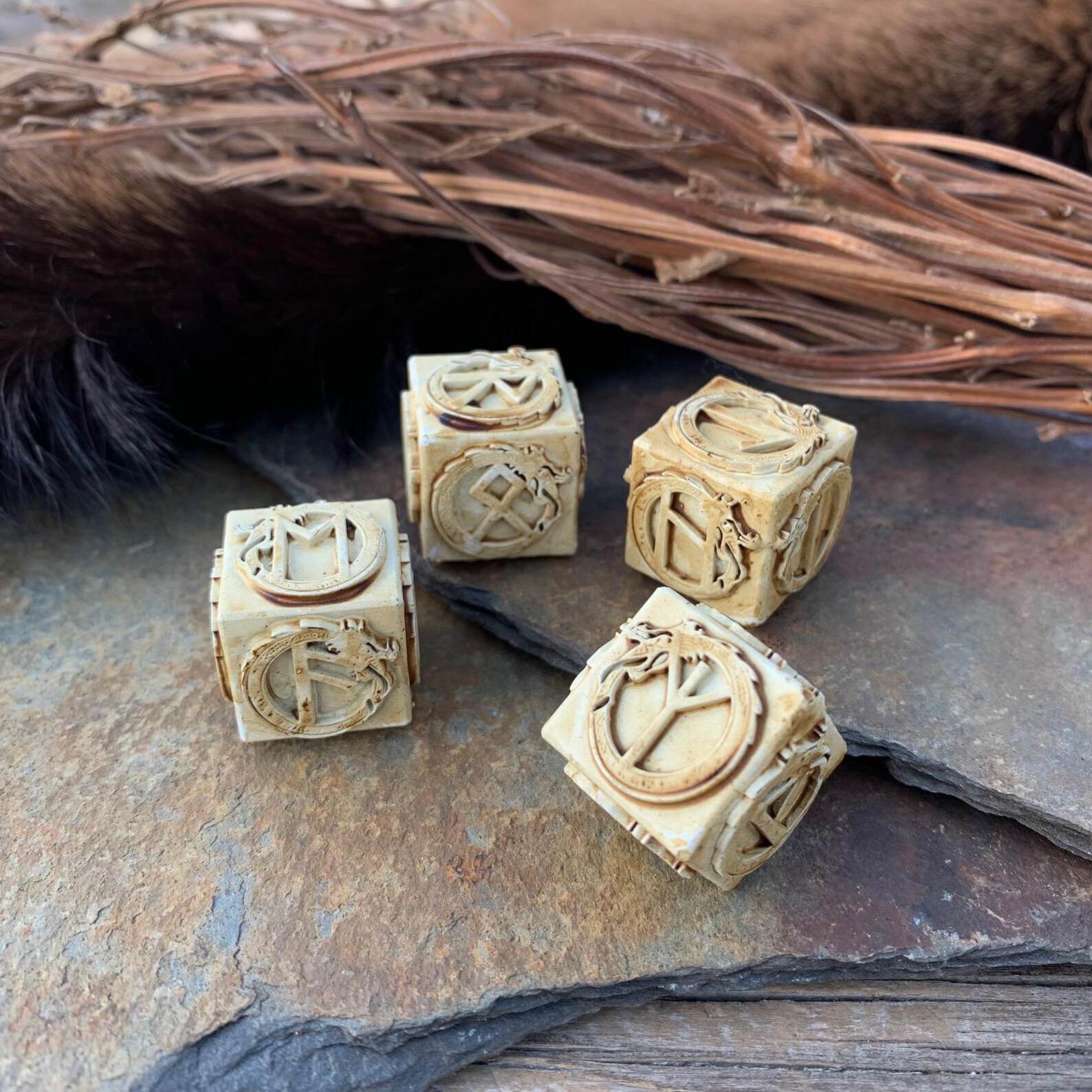 Resin Runic Dice for Games, Magic, Divination, Witchcraft, Scrying ...