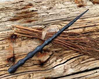 Wand of Iron Hand Forged Magic Wand With Faceted Crystal Shaped Handle ...