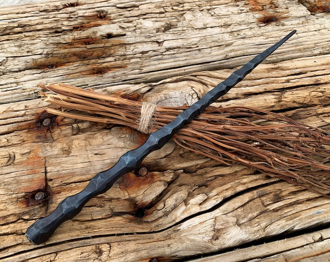 Wand of Iron Hand Forged Magic Wand With Knurled Handle for Spell Craft ...