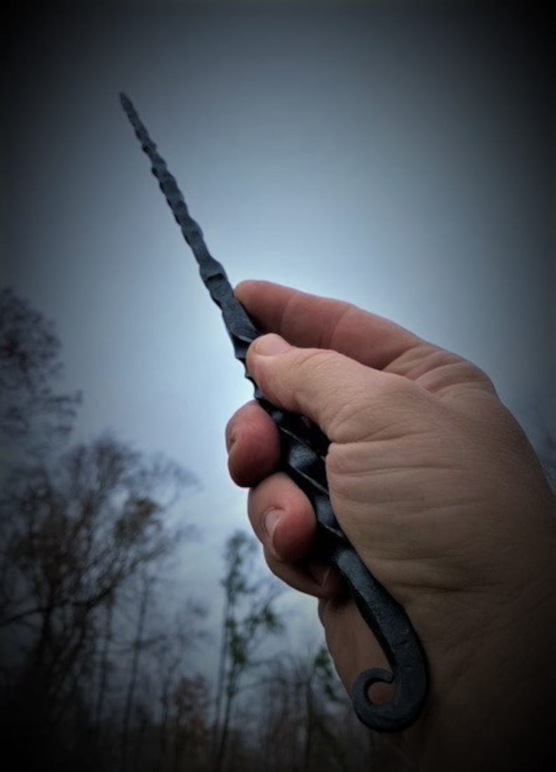 Wand of Iron Hand Forged Magic Wand With Twist Handle for Spell Craft ...
