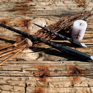 Wand of Iron Hand Forged Magic Wand With Faceted Crystal Shaped Handle ...