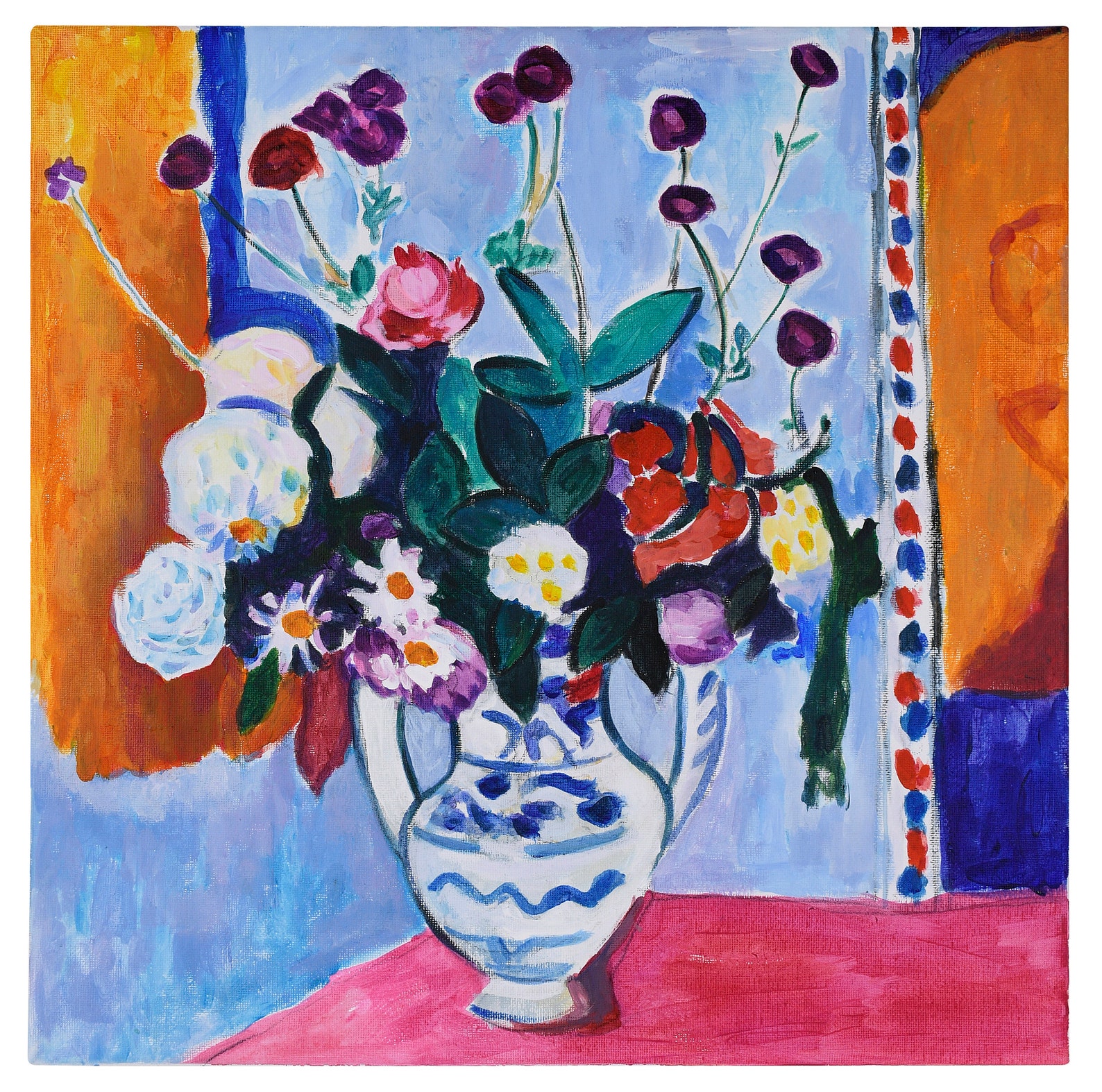 100% Hand Painted Henri Matisse Vase With Two Handles Painting, High ...