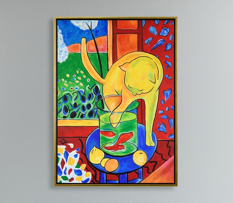 Hand-painted Matisse Reproduction: the Cat With Red Fish Canvas Art - Etsy