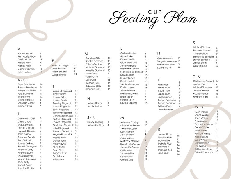 DIGITAL Seating Chart/welcome Brochure - Etsy