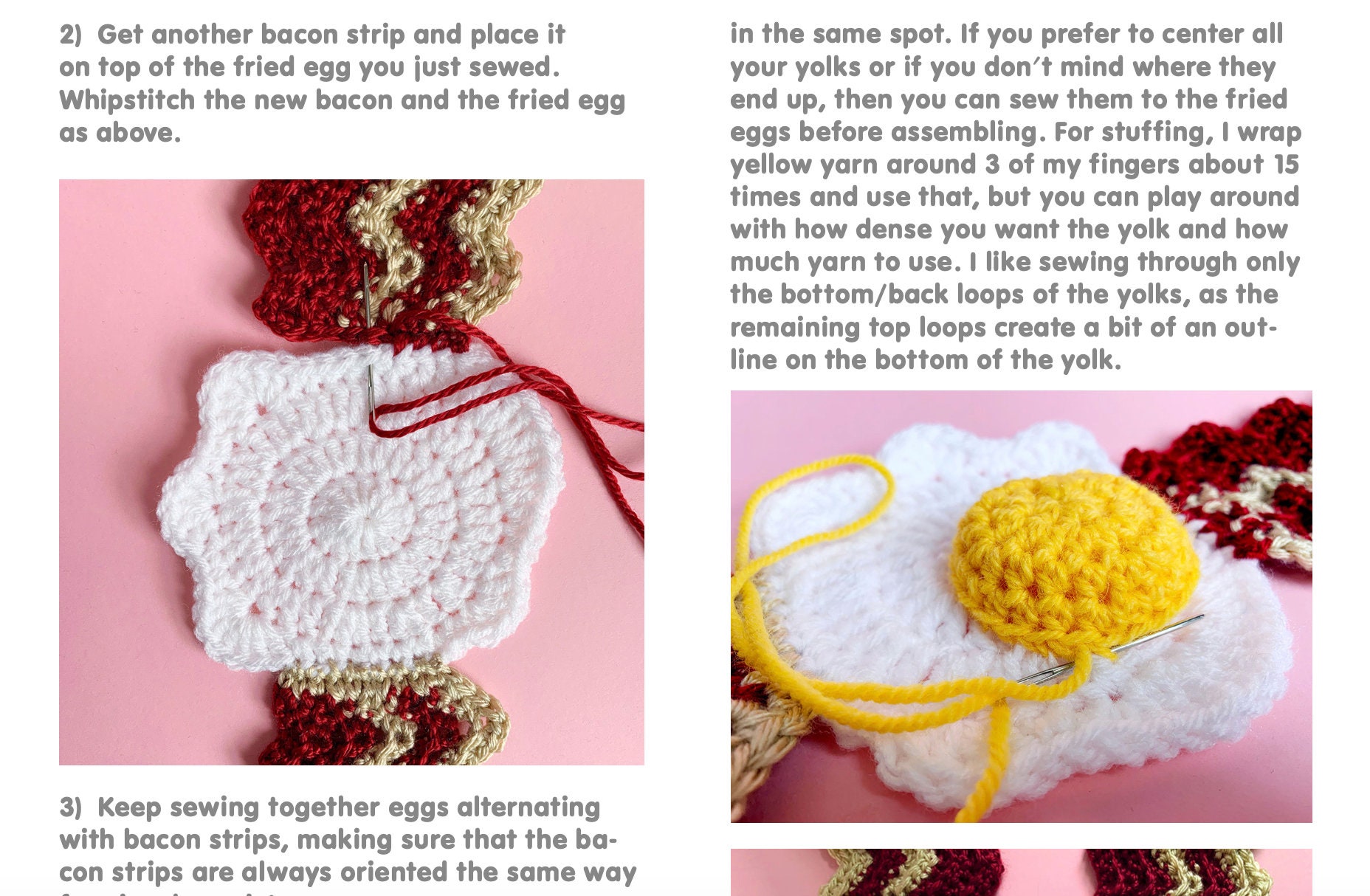 Bacon and Egg Scarf Crochet Pattern PDF - Etsy