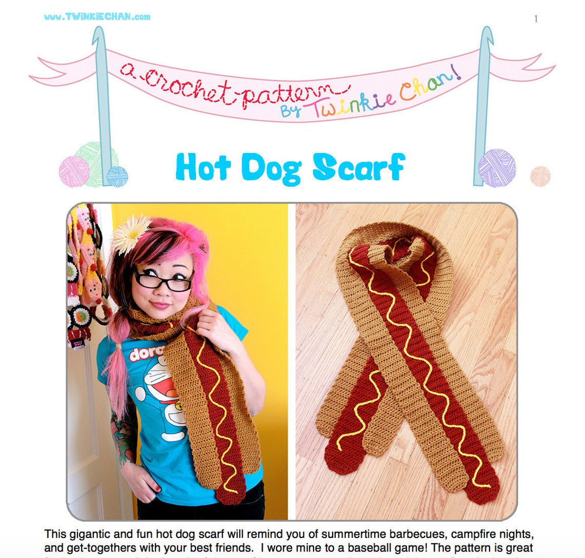 PDF Crochet Pattern - Hot Dog Scarf - Etsy