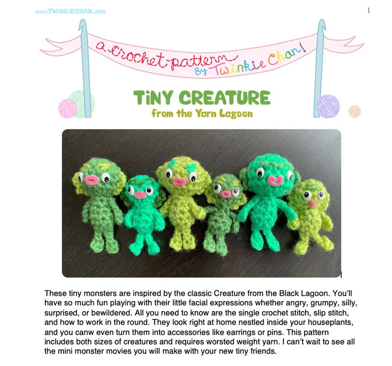 Tiny Creature From the Yarn Lagoon - Crochet Pattern PDF - Amigurumi - Etsy