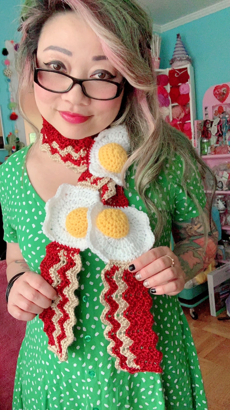 Bacon and Egg Scarf - Crochet Pattern PDF - Etsy