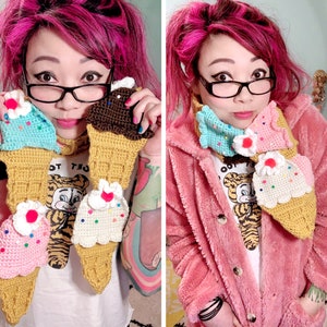 Ice Cream Cone Scarf - Crochet Pattern PDF - Etsy