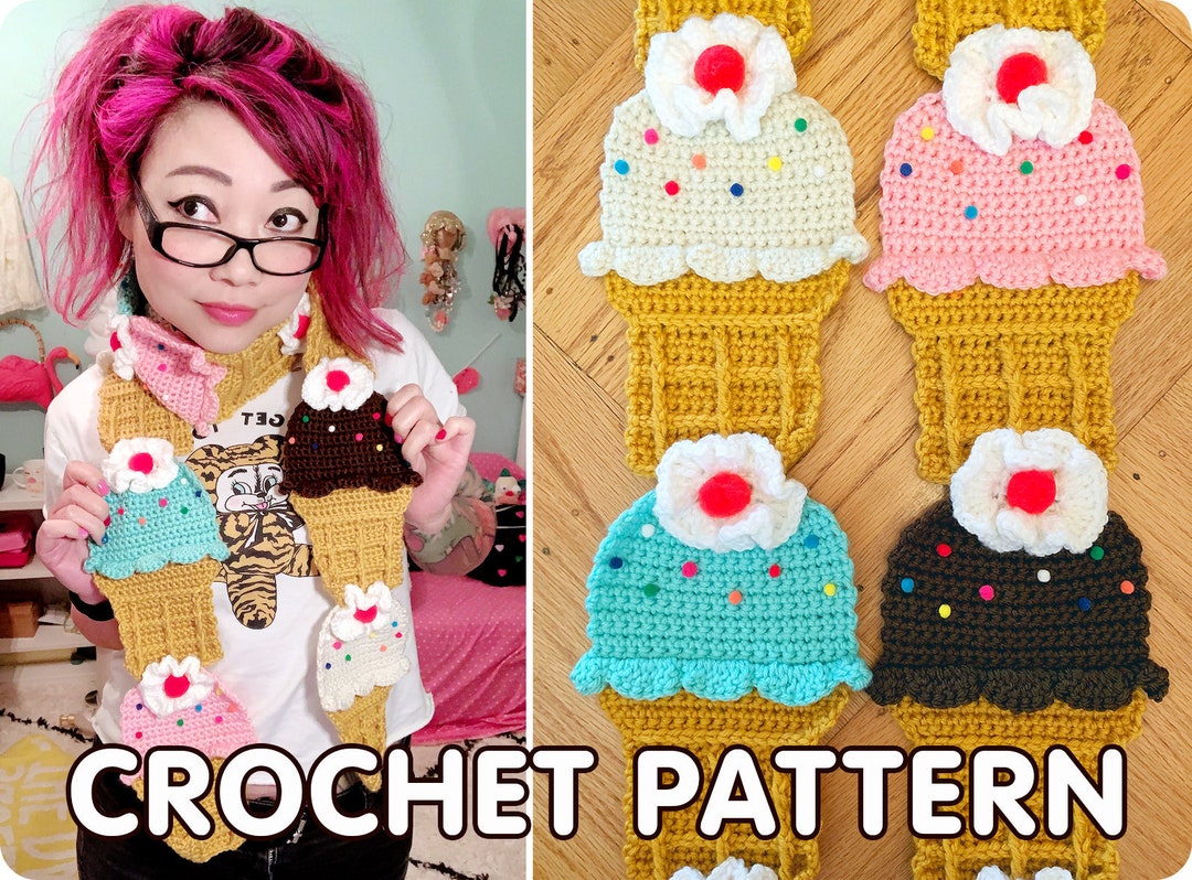 Ice Cream Cone Scarf - Crochet Pattern PDF - Etsy