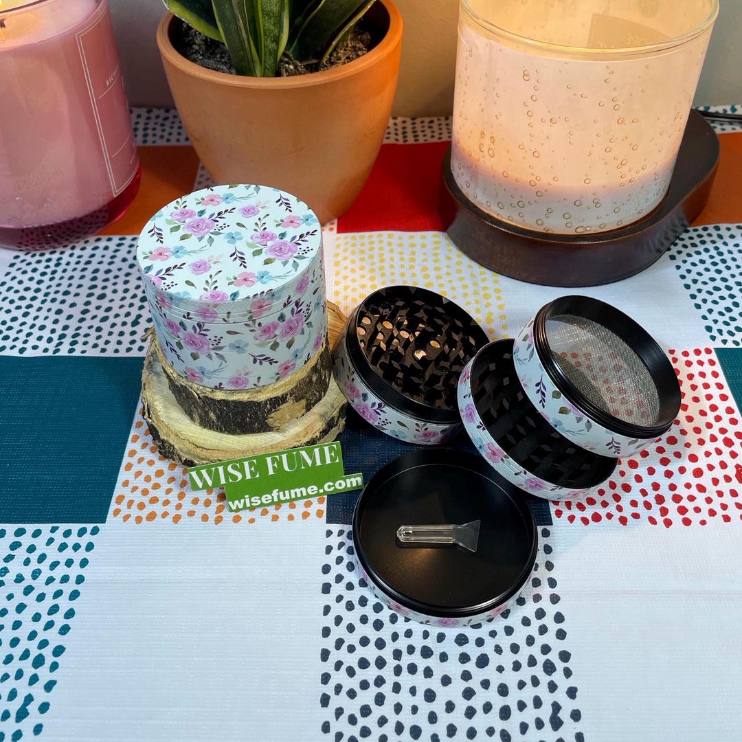 2.5 Inch Pink Blue Rose Flower Herb Grinder (63mm)aluminum Spice Herb ...