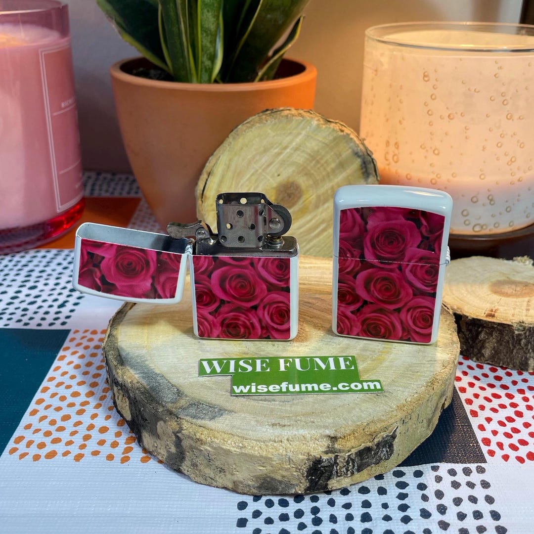 Pink Red Rose Flower Lighter / Cute Pretty Flip Top Lighter / Girly ...