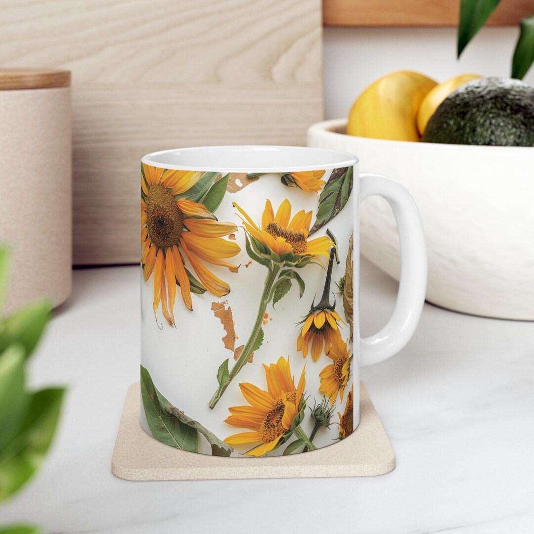 Nature Pressed Flower Mug 11 Oz Flower Lover Mug Wild Flower Mug Gift ...