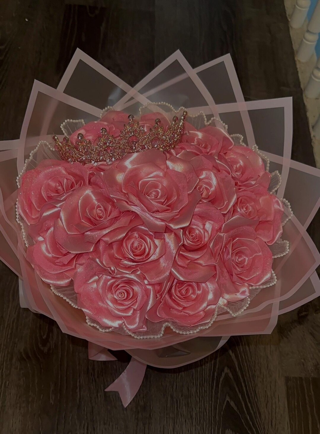 Pink Glitter Eternal Ribbon Roses - Etsy