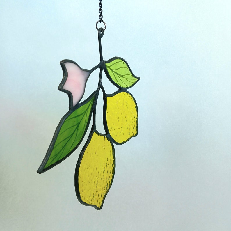 Suncatcher Lemon Stained Glass Window Hanging. Custom Stained Glass ...