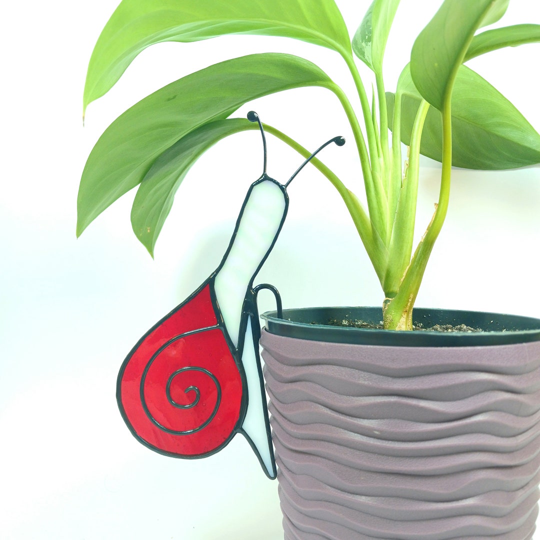 Snail Stained Glass Handmade Flower Pot Decor, Interesting Plant ...