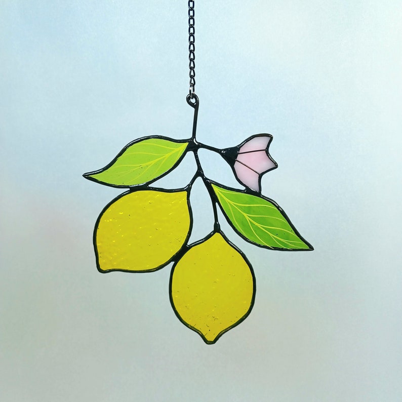 Suncatcher Lemon Stained Glass Window Hanging. Custom Stained Glass ...