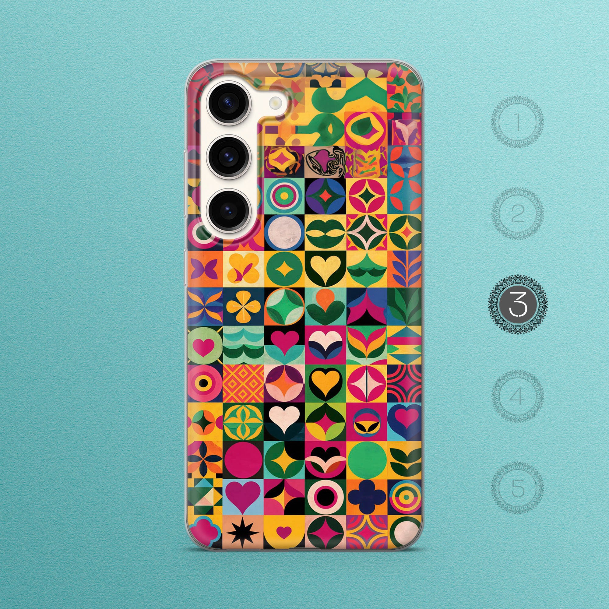 Heart Square Circle Shapes Phone Case Modern Cover for iPhone 15 Pro ...