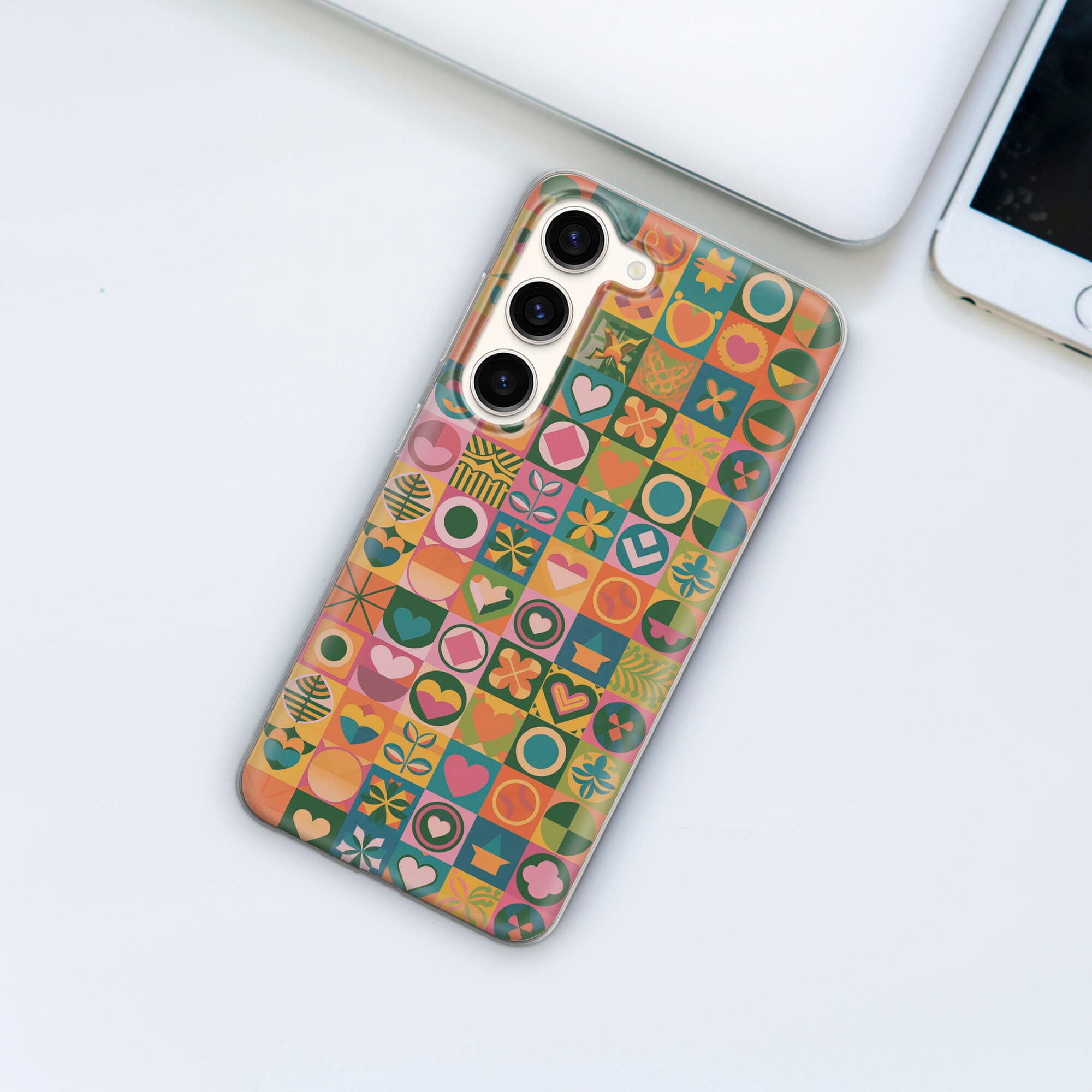 Heart Square Circle Shapes Phone Case Modern Cover for iPhone 15 Pro ...