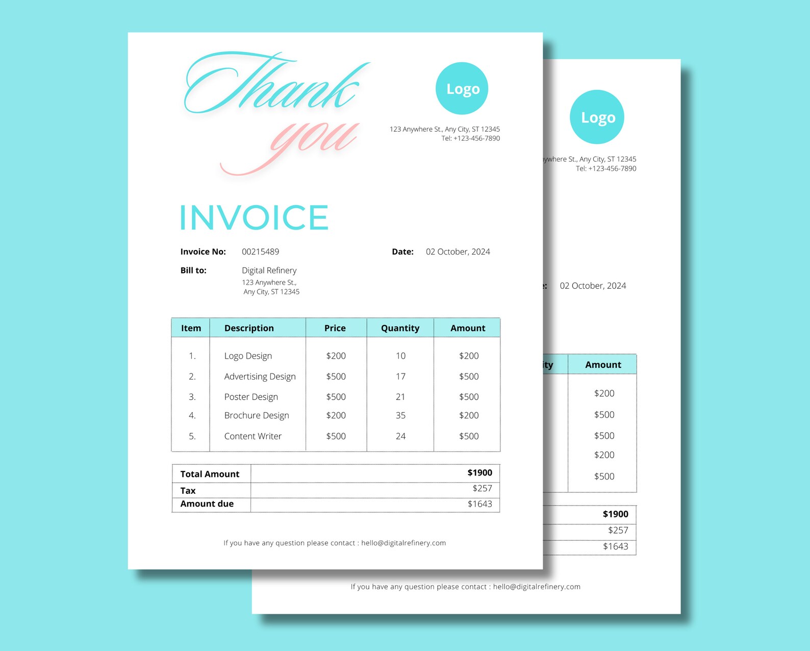 Editable Invoice Template, Printable Order Form Invoice,social Media ...
