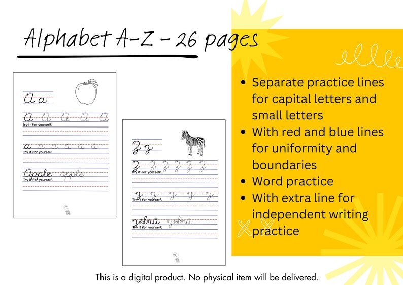 Printable Cursive Writing Practice Sheets - Lines, Letters, Familiar ...