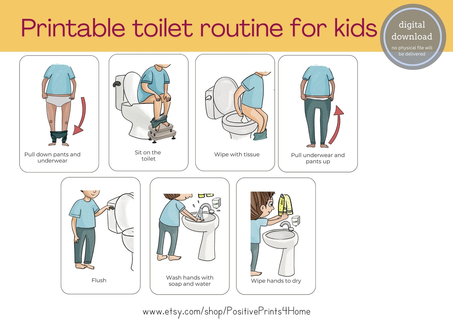 Step by Step Potty Toilet Routine | Toilet Visual Sequence | Potty ...