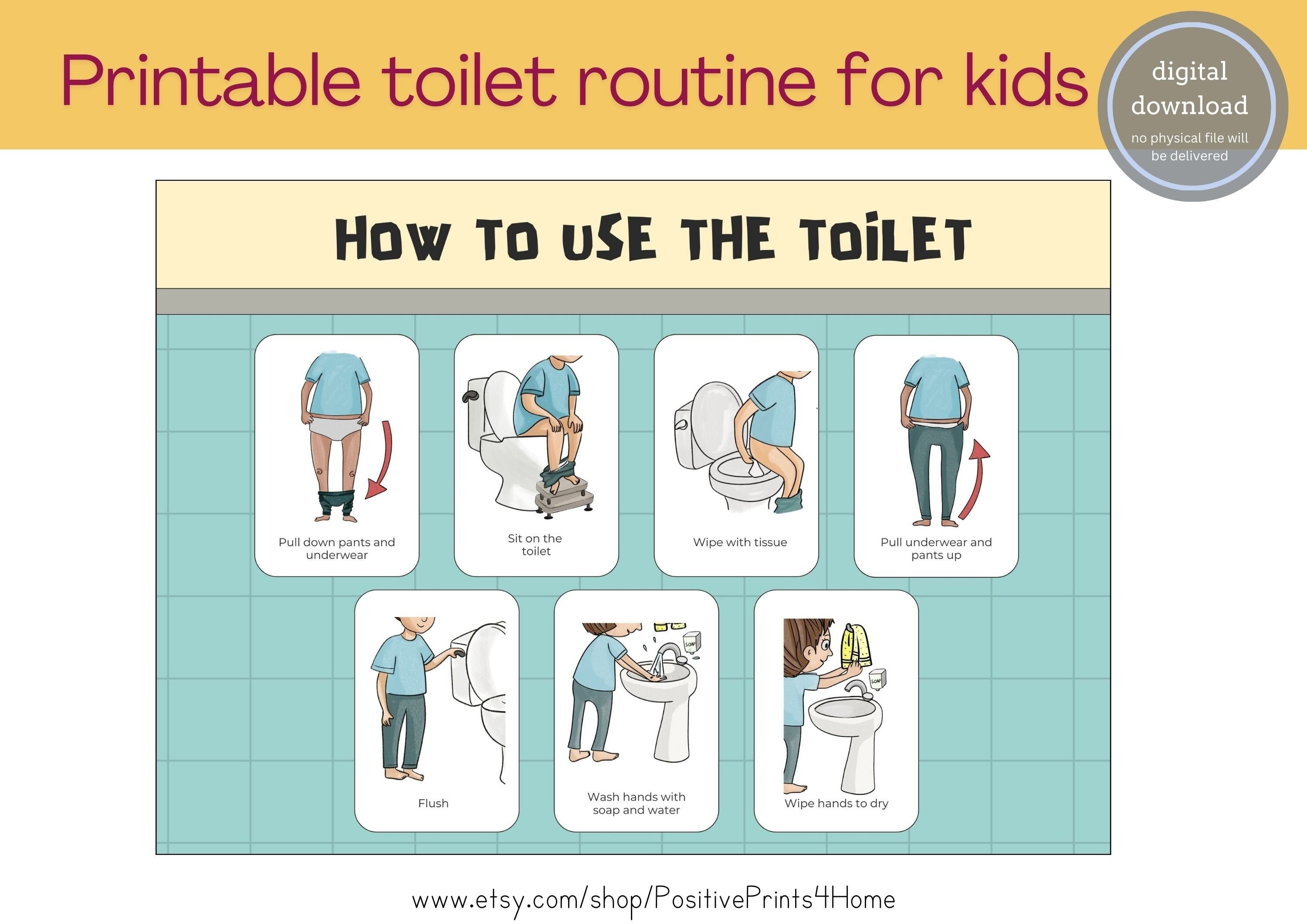 Step by Step Potty Toilet Routine | Toilet Visual Sequence | Potty ...